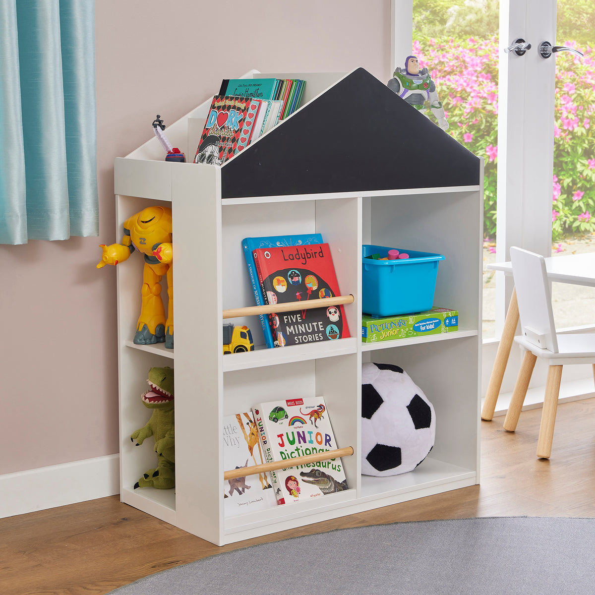 Kids White Blackboard Bookcase and Storage Cabinet Liberty House Toys